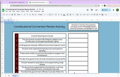 Constitutional Convention Plans Interactive Google Sheets Digital Game ...