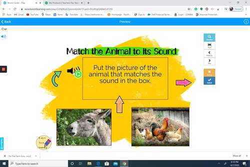 Animal Picture to Sound Matching Game by Curve Your Learning | TpT