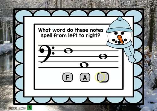 Winter Music Activities- Bass Clef Note Names by Band Directors Talk Shop