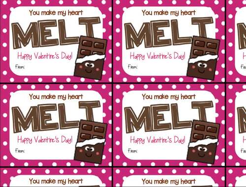 Hershey's Chocolate Bar Valentine's Day Gift Tag- You make my heart MELT!