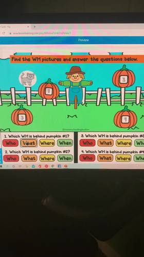 Fall WH Boom Cards (Multiple choice word supported) by Homeschooling Autism