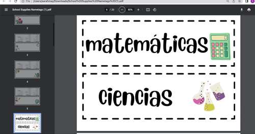 Spanish School Supplies and Class Themed Name Tags & Word Wall | La Escuela