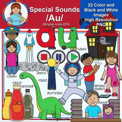 Special Sounds Clip Art Bundle – AW and AU – 50 PNG Images | TPT