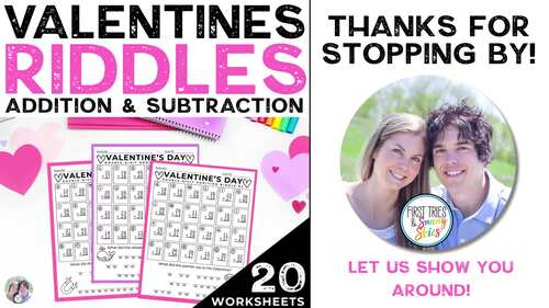 Valentine's Day Double-Digit Addition & Subtraction Riddles Worksheets ...