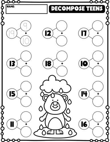 Number Bonds and Teen Numbers Worksheets: Compose and Decompose to 20