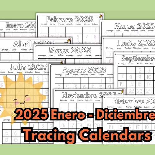 Traceable 12 Month Spanish Calendars by Happy Mom & Co | TPT