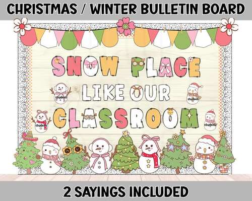 Christmas Bulletin Board Kit | Cutesy Christmas Decor | December ...