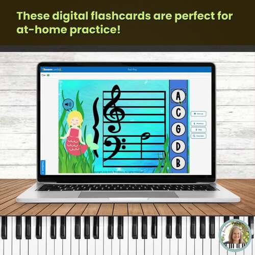 Mermaid Grand Staff Note Names BOOM™ Cards Digital Flashcards for Piano ...