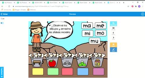 Boom Cards: Lectura SÍLABAS INICIALES | Reading Syllables in Spanish