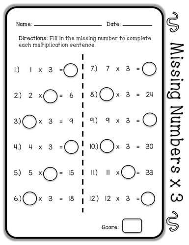 Multiplication Missing Numbers- Fact Fluency by Task-it-Teacher | TPT