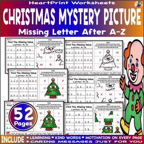 Christmas Mystery Picture : Missing Letter After A-Z | Kindergarten ...