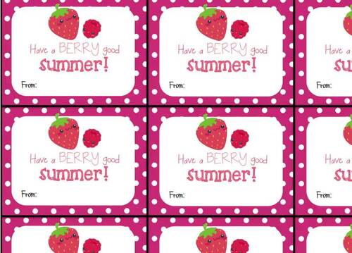 Fruit Snacks End of Year Gift Tag- Have a berry good summer! | TPT