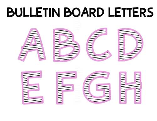 Printable Pink Lined Bulletin Board Large Alphabet Letters, Alphabets