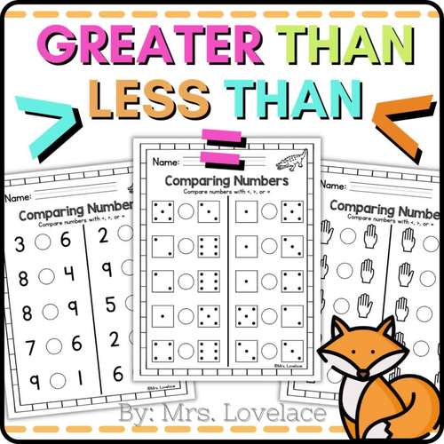 Greater Than or Less than Worksheets | Comparing Numbers Full Year Bundle