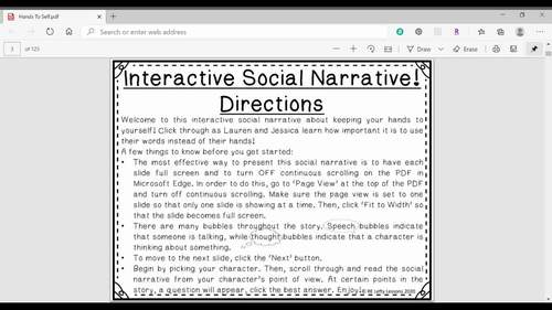 Hands to Self Interactive Social Narrative by Lefty Lessons | TPT