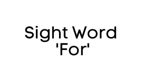 Sight Word 'For', Household Items and Functions, Vocabulary, Video/eBook