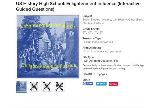 US History High School: Enlightenment Influence (Interactive Guided ...