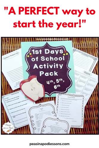 First Day of School Activities 4th 5th 6th Grade | 4th Grade Back to School