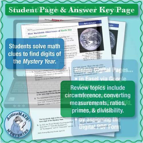April 22 Math & Environment Puzzle: Earth Day (for Grades 7 & Up ...