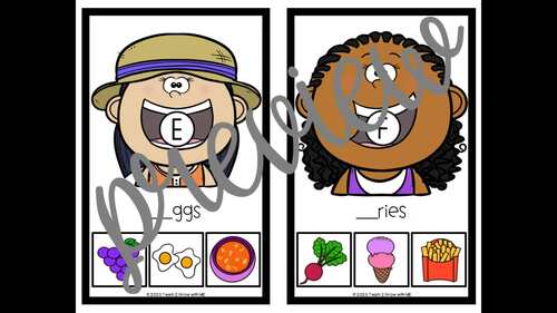 Alphabet Food Letter Recognition Clip Cards Beginning Sounds A to Z