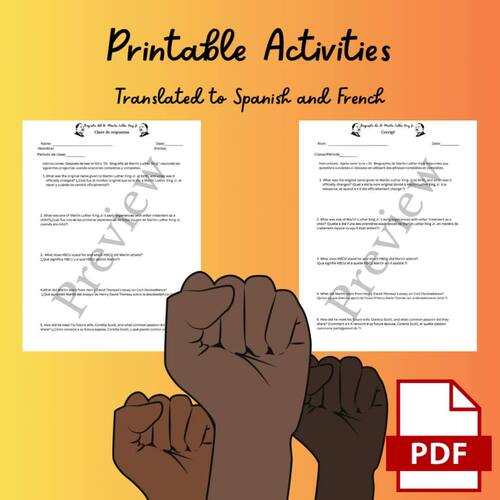 MLK Biography w/reading passage, Google Slides in English, Spanish, and ...