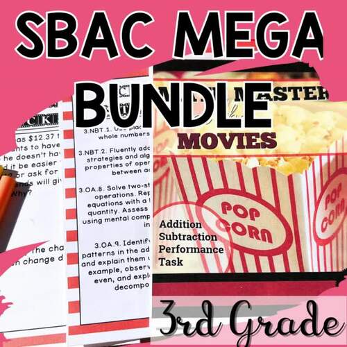 Test Prep 3rd Grade SBAC Performance Task MEGA Math Bundle ELA ...