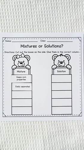 Mixtures and Solutions – Cut and Paste Sorting Activity by Taketing Academy