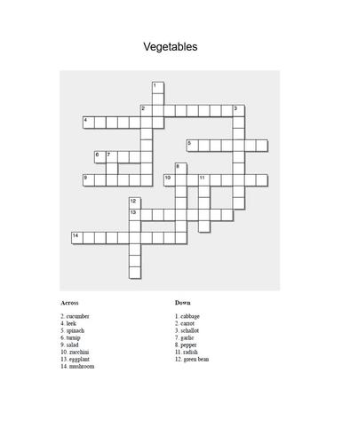 Crossword: Vegetables in French by Real Life Language | TPT