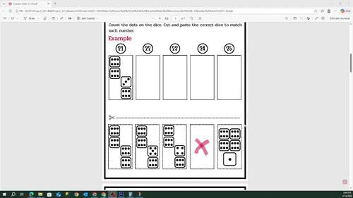 Number Order 21–30 Dice Game | Cut & Paste Math Worksheets | K–1