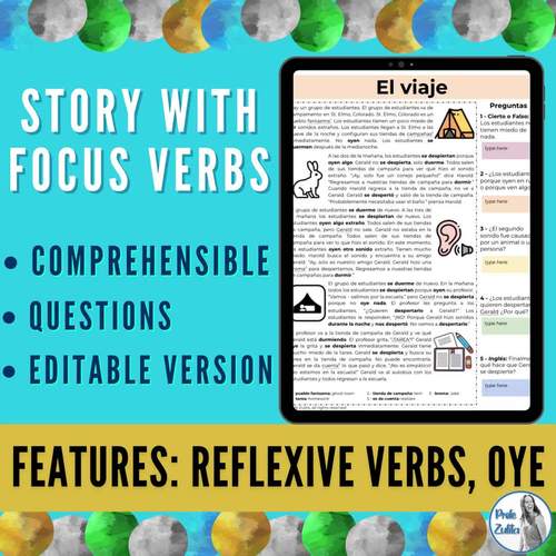 8 Day Spanish Story Unit with Reflexive Verbs Reading Practice | El Viaje
