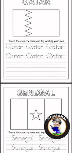 Qatar World Cup 2022 Flags : Coloring Pages & Handwriting Practice ...