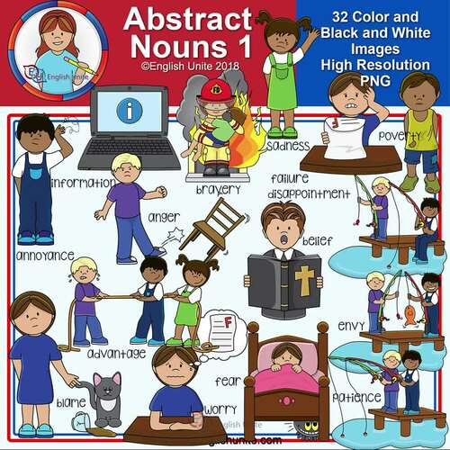 Abstract Nouns Clip Art Bundle – 62 Educational Images | TPT