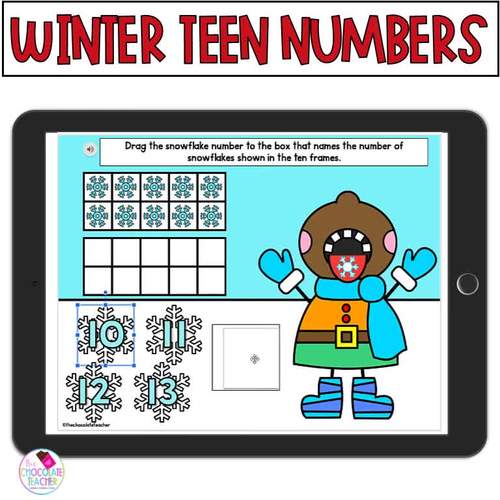 Teen Numbers - Winter Math - Google Slides™ by The Chocolate Teacher