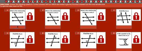 Parallel Lines and Transversals Valentine's Day Theme and Print Activity