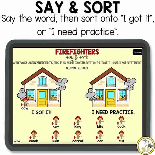 Firefighters Articulation Say & Sort - Digital Speech Progress Monitoring