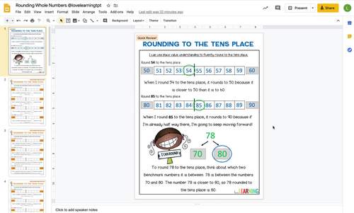 Rounding to the Nearest 10 and 100 Worksheets with Google Slides™