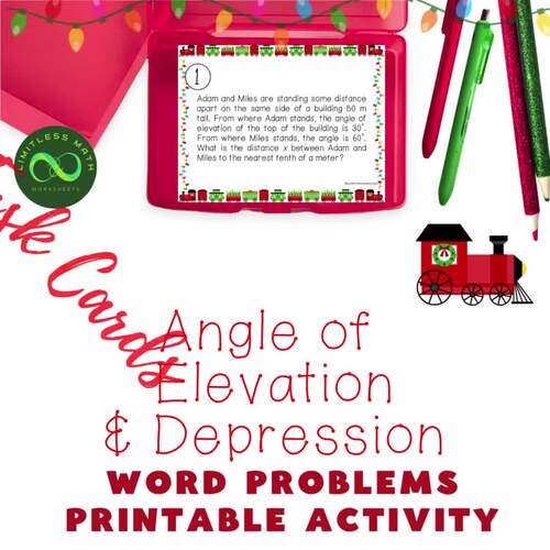 Christmas Task Cards - Angle of Elevation & Depression Word Problems