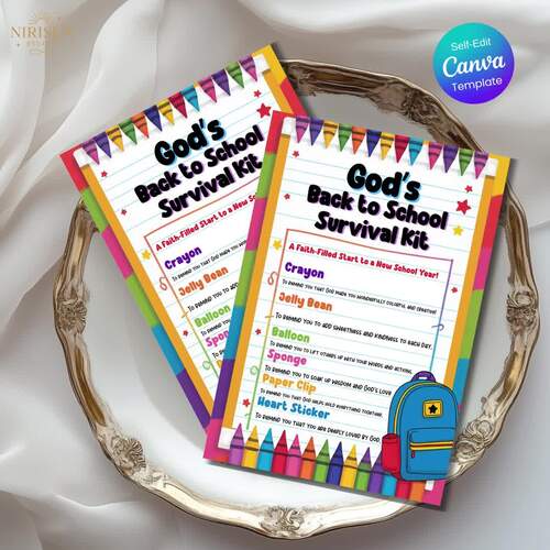 Back to School Survival Kit Gift Tag, Editable Gift for Teachers Staff ...