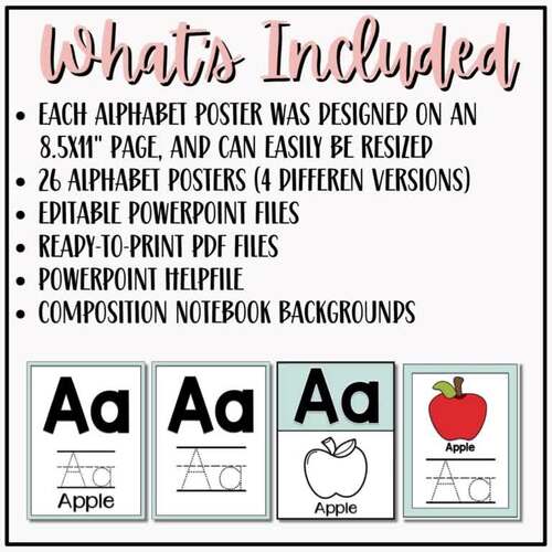 Boho Alphabet Posters A–Z | 2 Versions | Editable PowerPoint + PDF ...