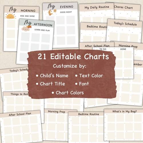 Daily Routine Cards - Editable To Do List Chore Chart, Toddler Daily Rhythm