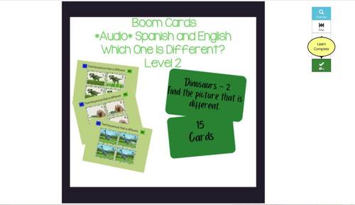 Boom Cards Spanish and English Which One Is Different? Level -2 | TPT
