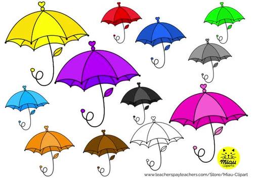 RAINBOW SPRING UMBRELLAS, RAIN Clip Art Gif and Png by Miau clipart