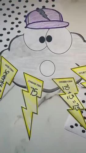 Lightening Cloud Weather Math Place Value Craft by The Teaching Diva Corner