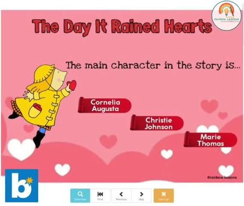 Valentines Day Literacy Activities | The Day It Rained Hearts Quiz Boom ...