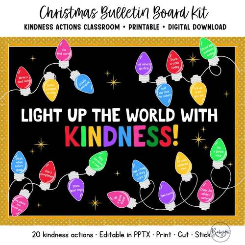 Christmas Kindness Bulletin Board Kit: Light Up The World Decor ...