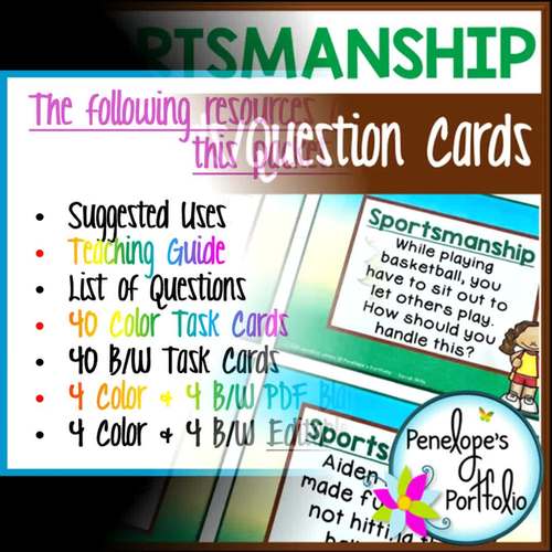 Good Sportsmanship Task Cards - Good Sport - PE by Penelope's Portfolio