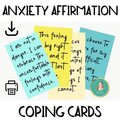 Anxiety Affirmation Coping Cards, Coping Skills, Anxiety Relief, Self ...