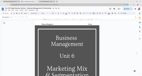 Business Management TURNKEY unit - Marketing Mix & Segmentation | TPT