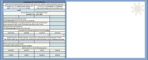 NO PREP - Spiral Language Art Review Winter Gnomes by Juliane Hodkinson