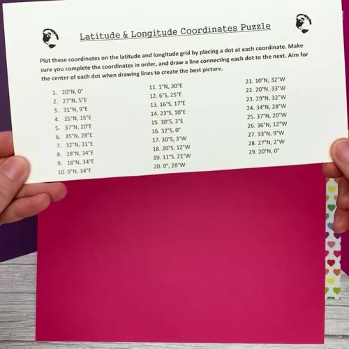 Valentine's Day Heart - Fun Latitude and Longitude Worksheet Practice ...